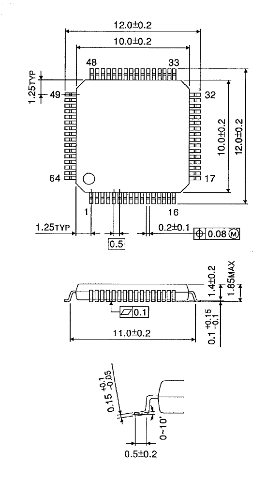 LQFP64-P-1010-0.50A | パッケージ/包装情報 | 東芝デバイス＆ストレージ株式会社 | 日本