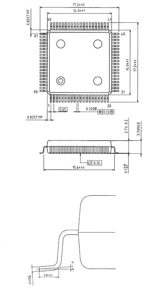 QFP80-P-1414-0.65B | Package & Packing Information | Toshiba Electronic ...